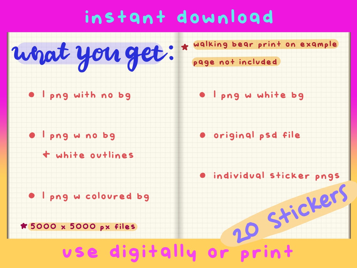 School Day | Printable Kidcore Digital Sticker Pack | Digital ...