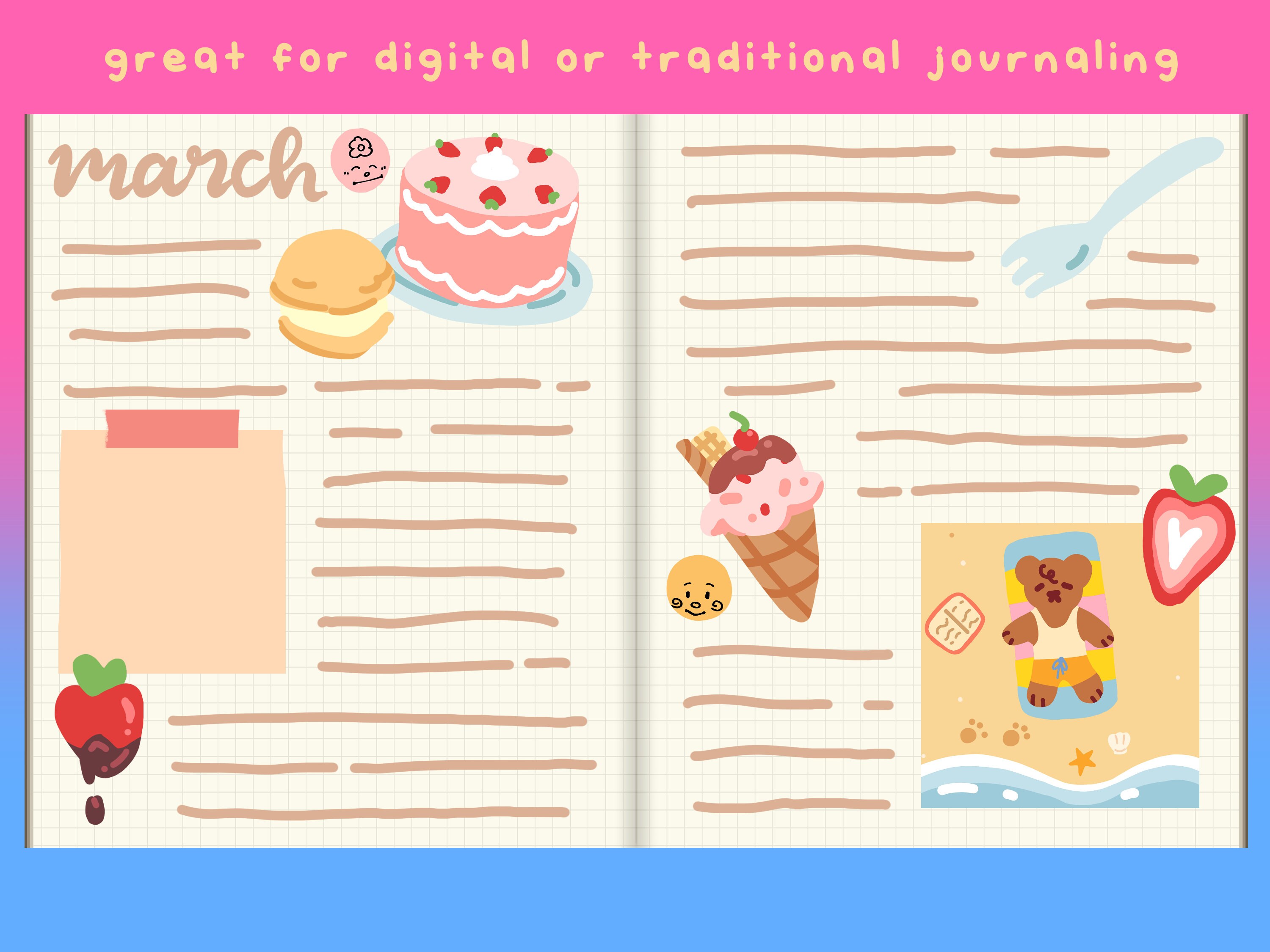 Neapolitan Dream | Printable Dessert Digital Sticker Pack | Digital ...