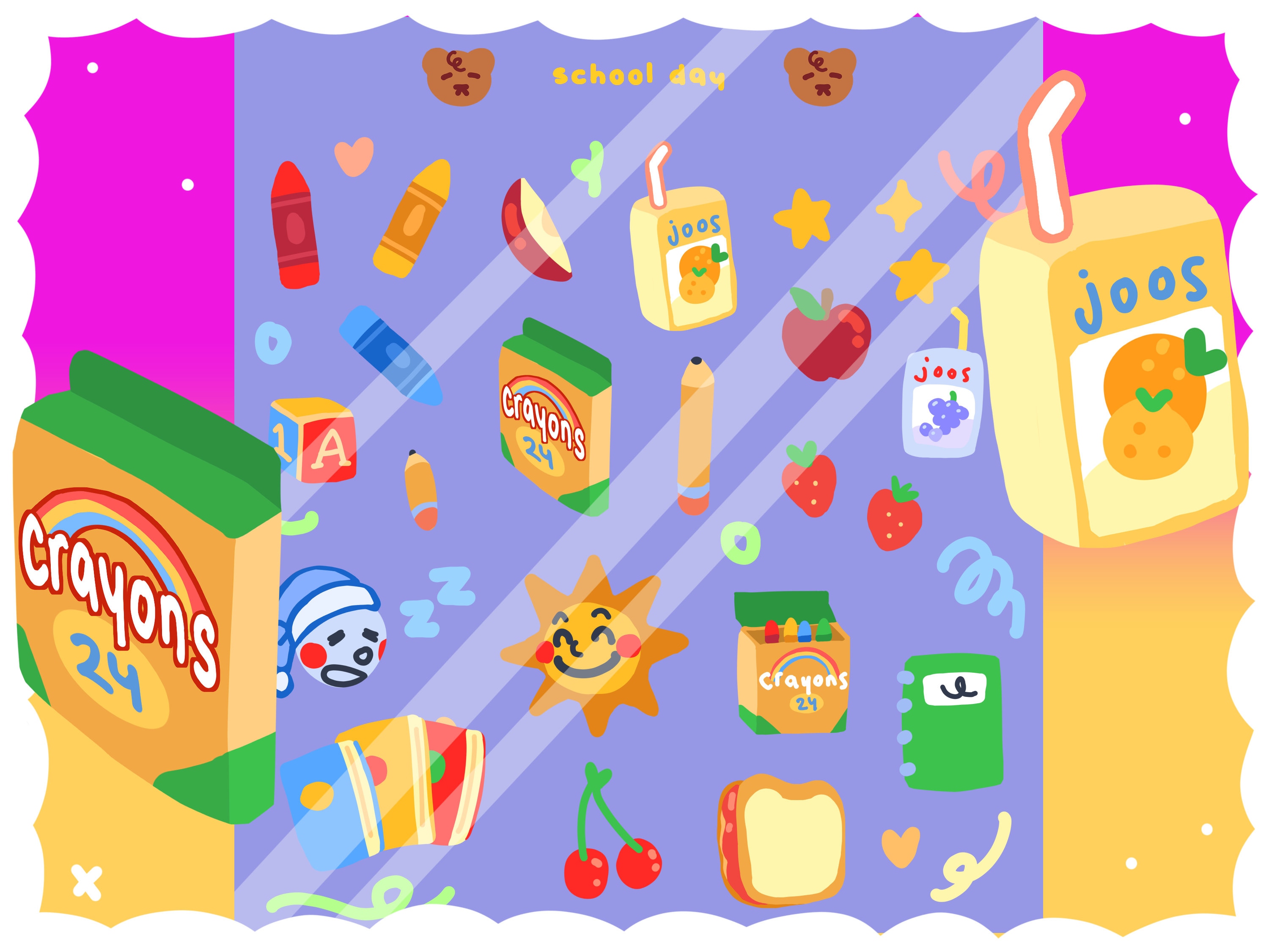 School Day | Printable Kidcore Digital Sticker Pack | Digital ...