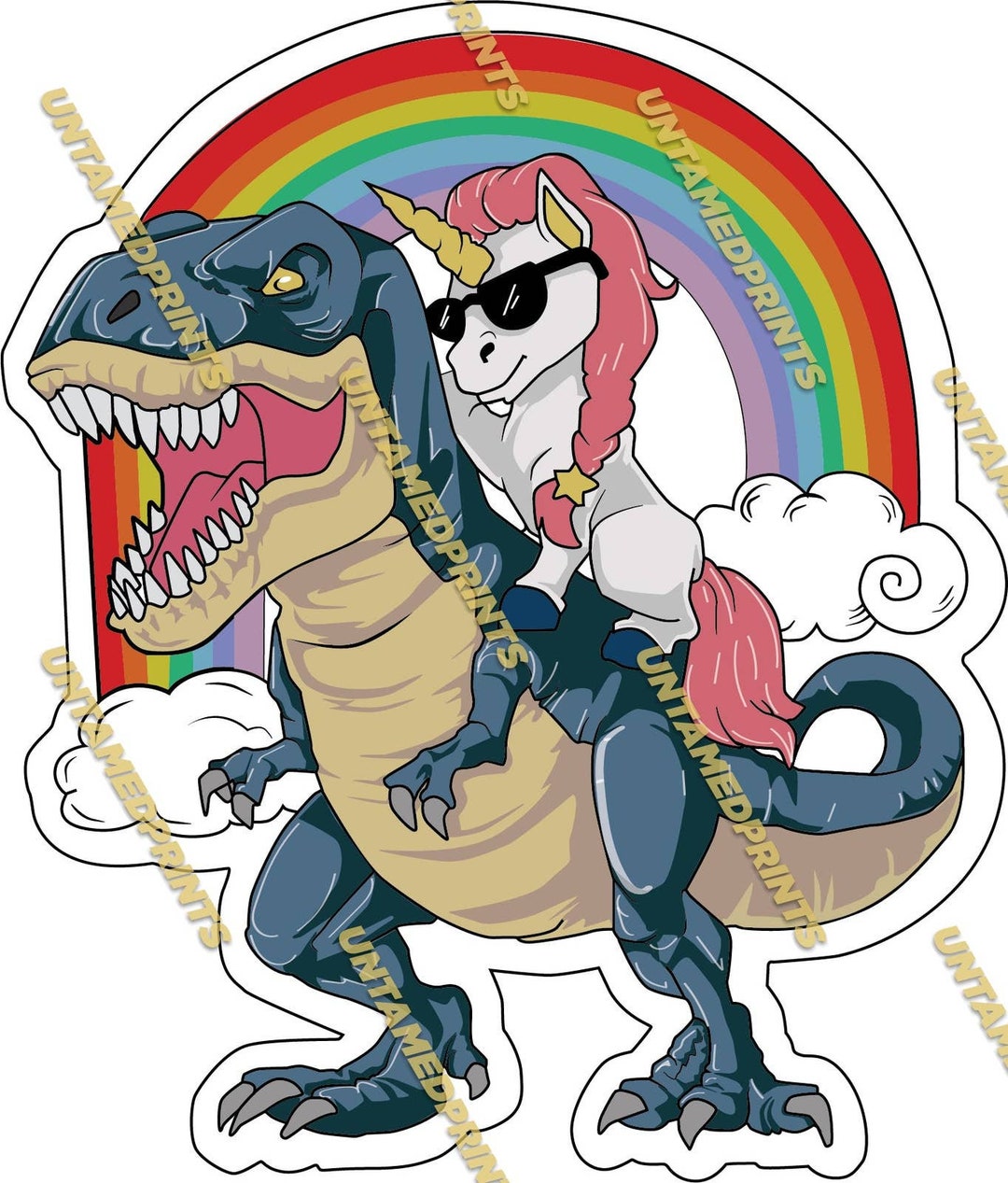 Unicorn Riding Dinosaur - Etsy