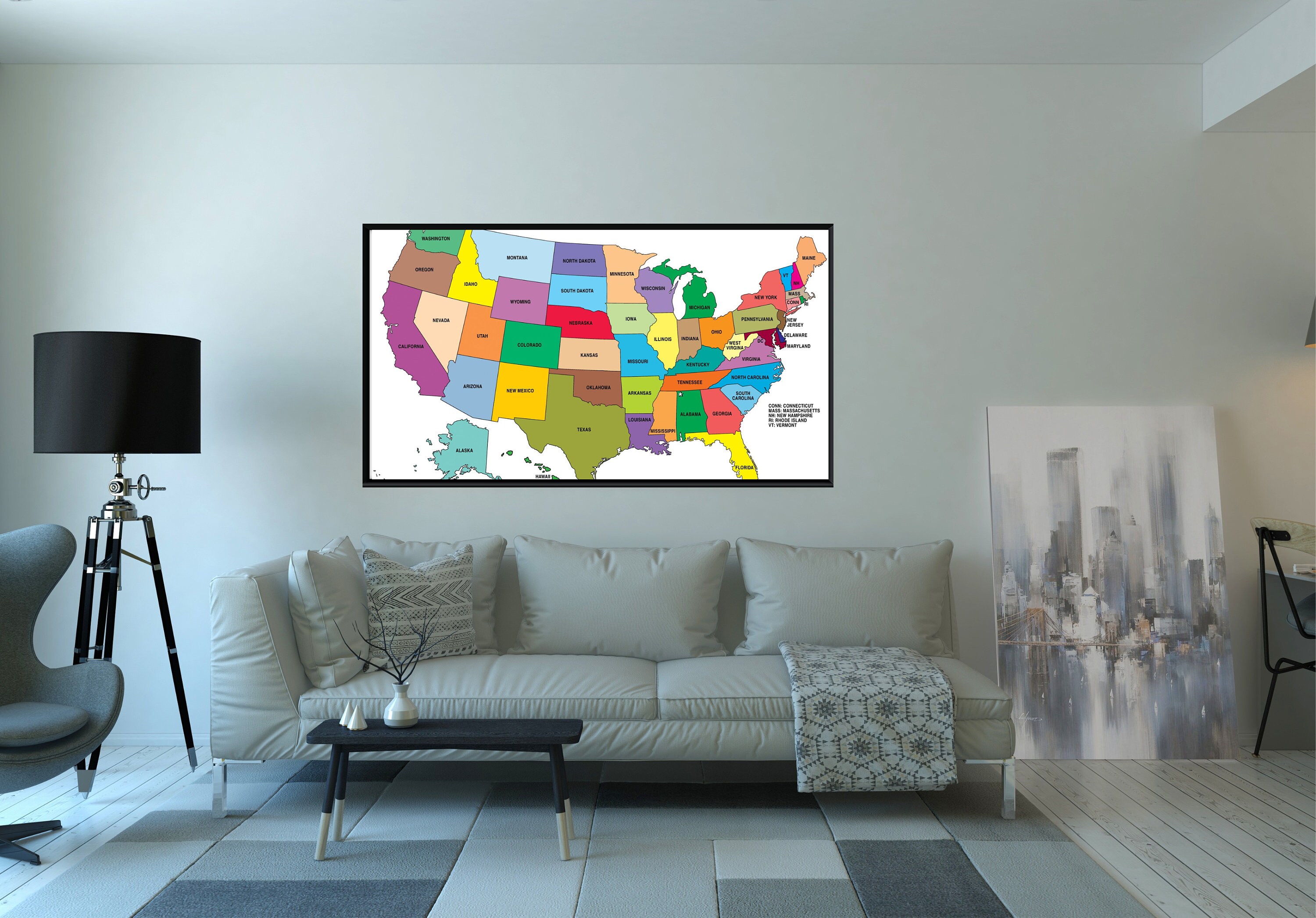 USA Map States United States of America Map Poster A5, A4, A3, A2, A1 ...