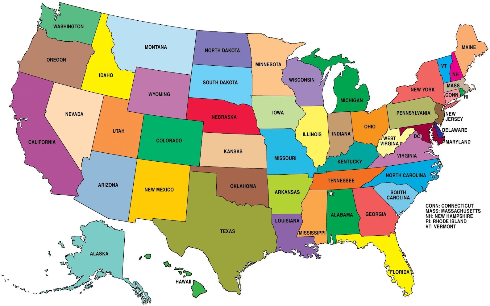 USA Map States United States of America Map Poster A5, A4, A3, A2, A1 ...
