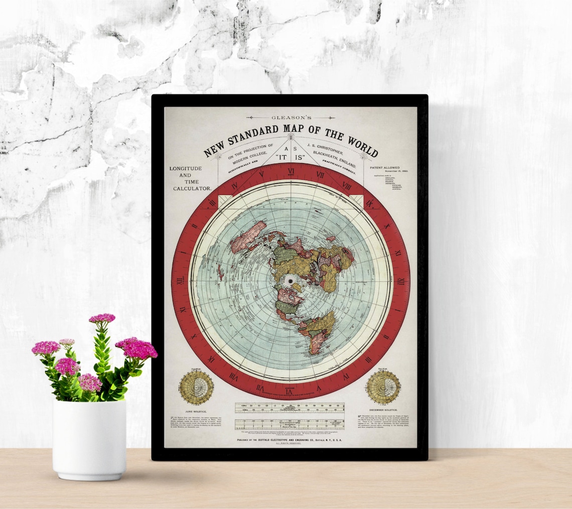 Gleason's Flat Earth Map Poster A5, A4, A3, A2, A1, A0 - Etsy