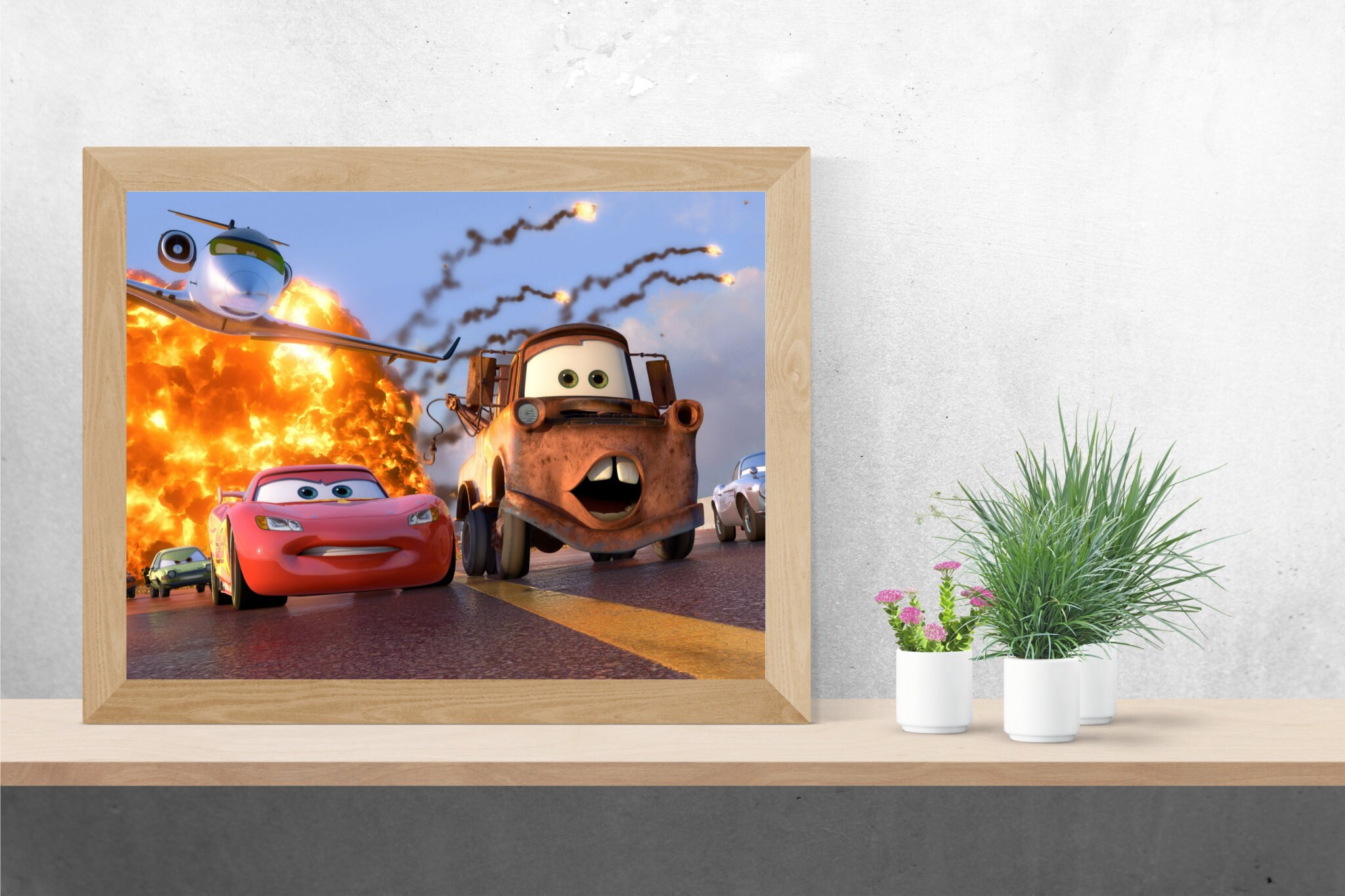 Disney Pixar Cars Lightning Mcqueen & Mater Poster A5, A4, A3, A2, A1 ...
