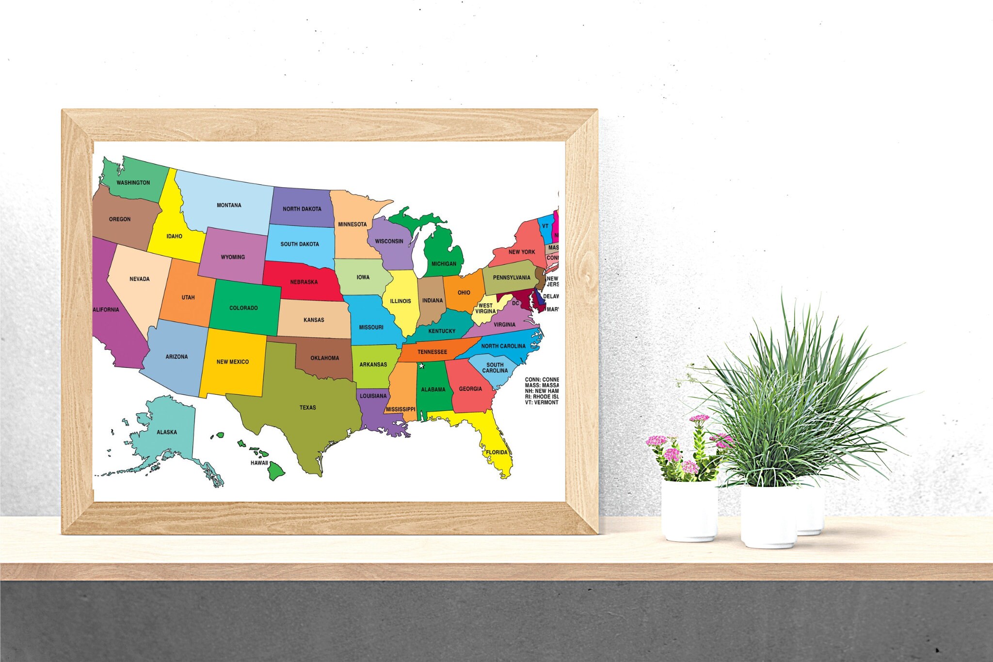 USA Map States United States of America Map Poster A5, A4, A3, A2, A1 ...