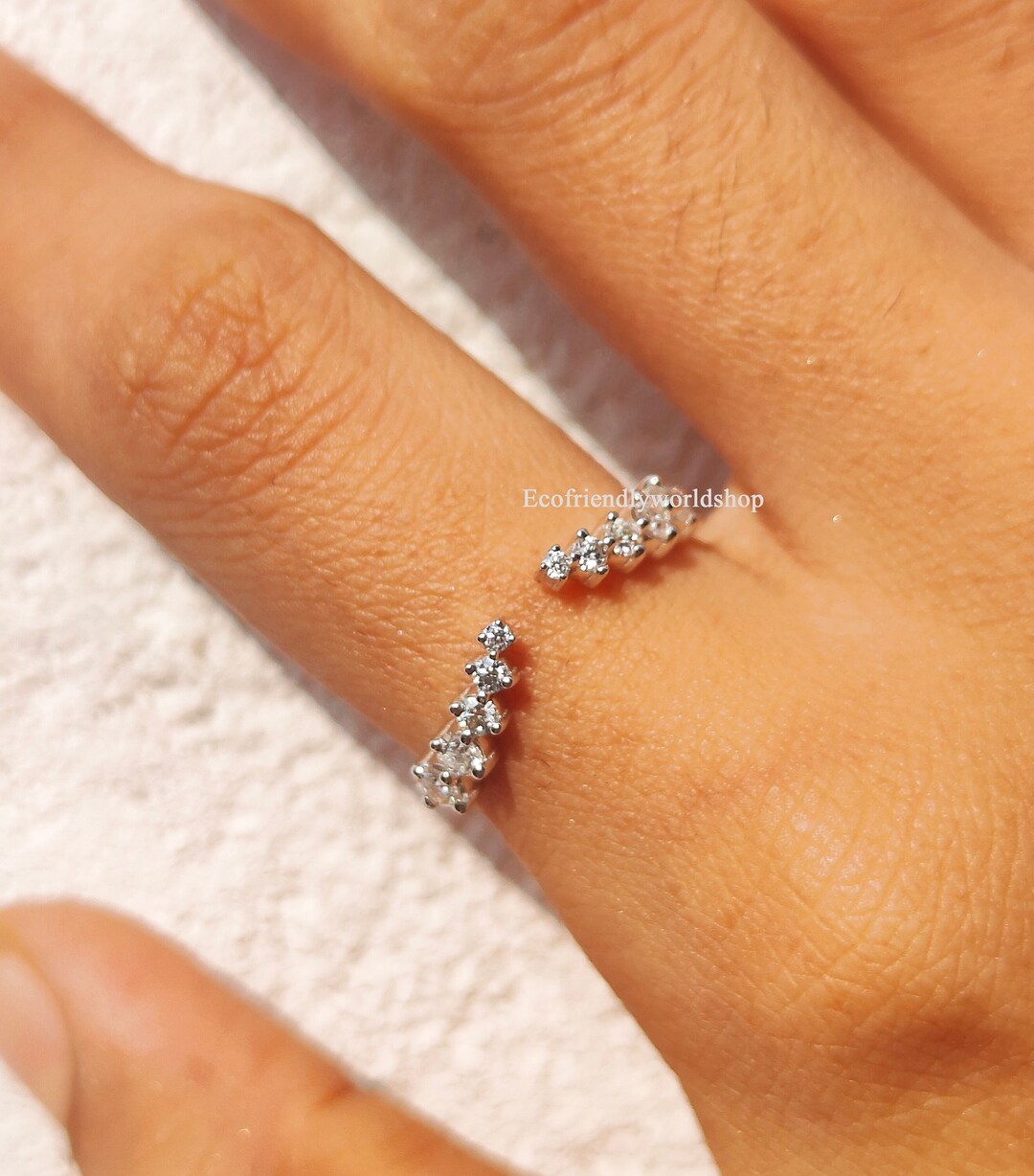 Unique Open Gap Wedding Band Open Curved Band for Women Moissanite ...