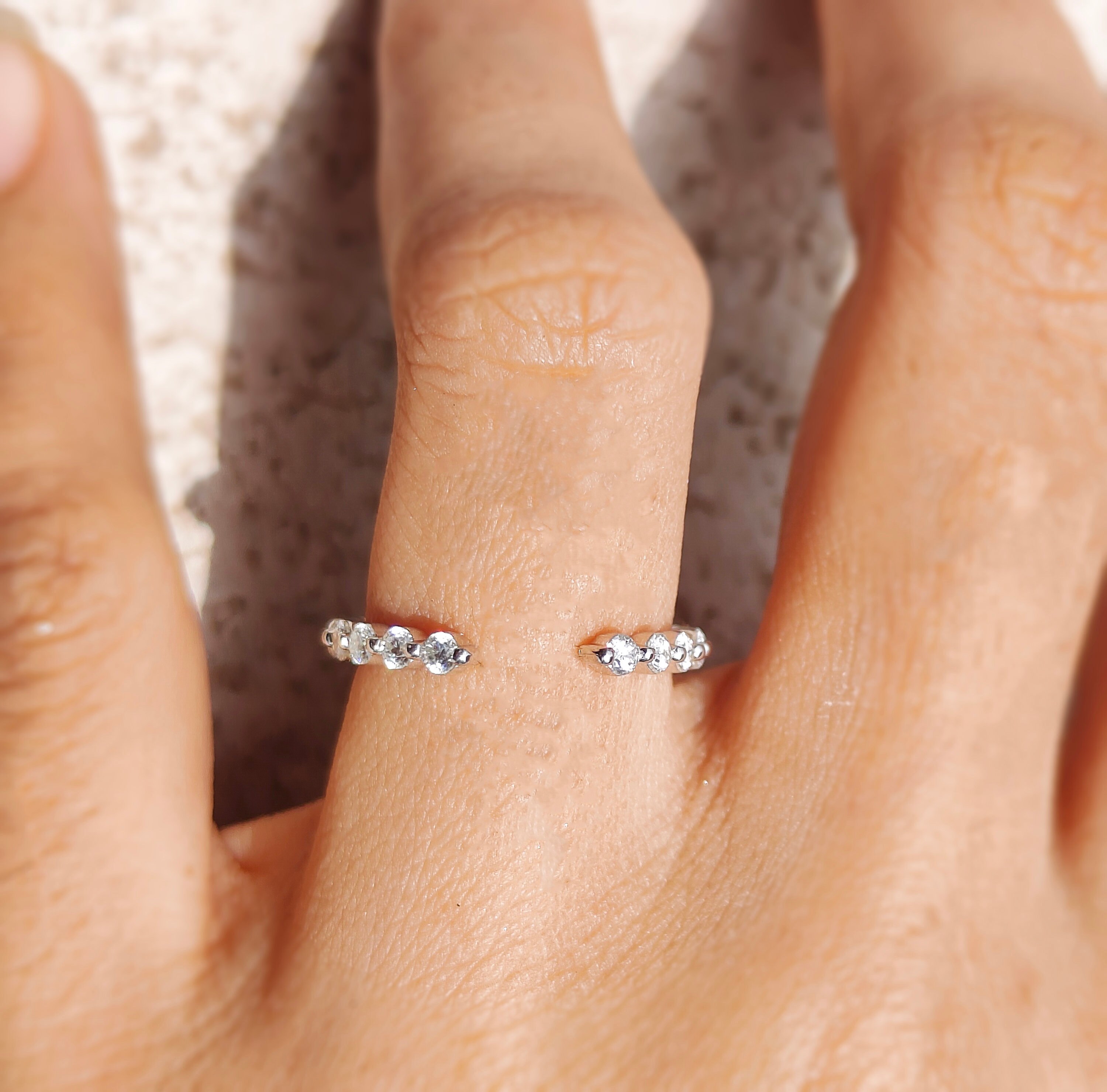 Open Floating Bubble Wedding Band Open Gap Moissanite Stacking Ring ...
