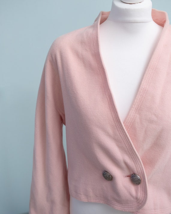 Vintage Jaeger baby pastel pink wrap cropped wool Ang… - Gem