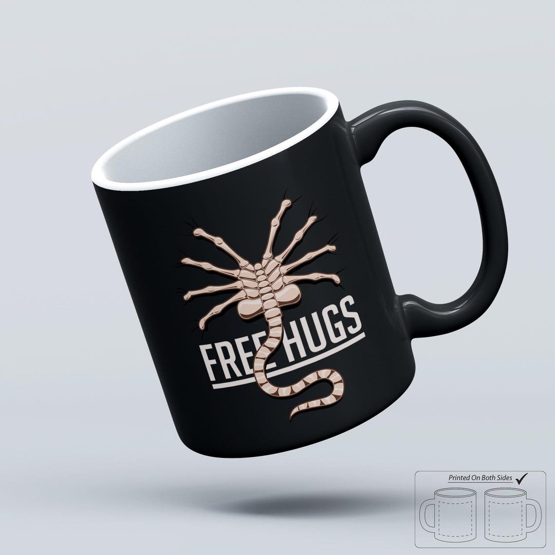 Free Hugs Funny Alien Sci Fi Face Hugger Tribute Xenomorph Nostromo Mug ...