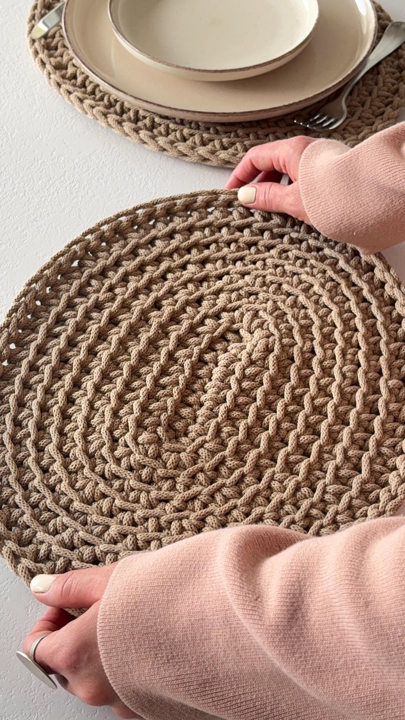 Oval Crochet Placemat Pattern PDF, Crochet Table Mat, Braided Cotton ...