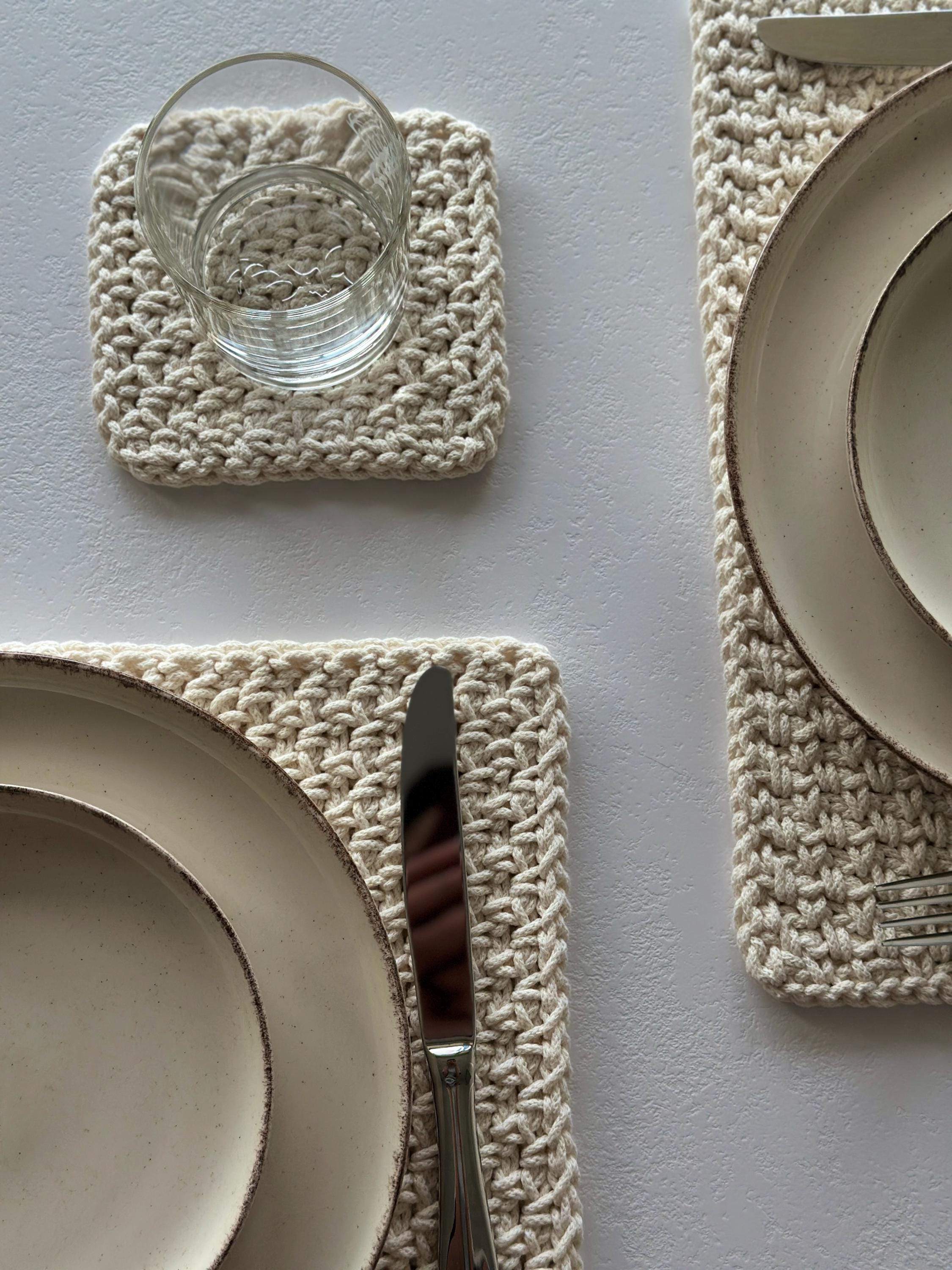 Rectangular Crochet Placemat Pattern — Linen Stitch Table Mat — Modern ...