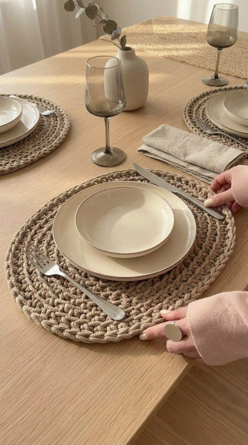 Oval Crochet Placemat Pattern PDF, Crochet Table Mat, Braided Cotton ...