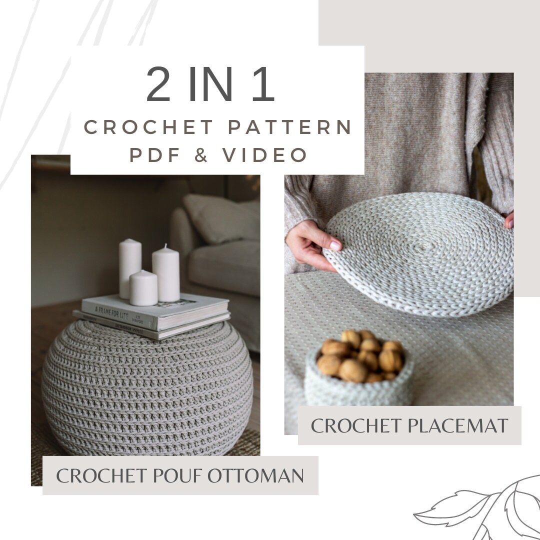 Crochet Pattern PDF Set 2 in 1 Crochet Ottoman Pouf Pattern Crochet ...