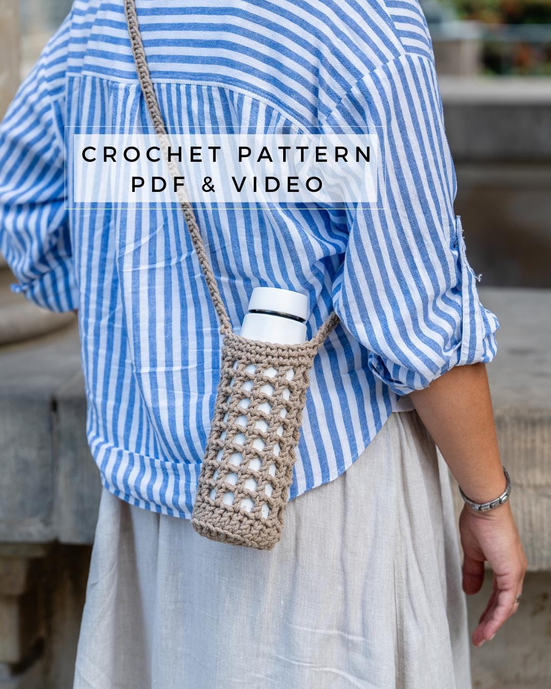 Crochet Water Bottle Bag PDF PATTERN - Water Bottle Holder Pattern ...