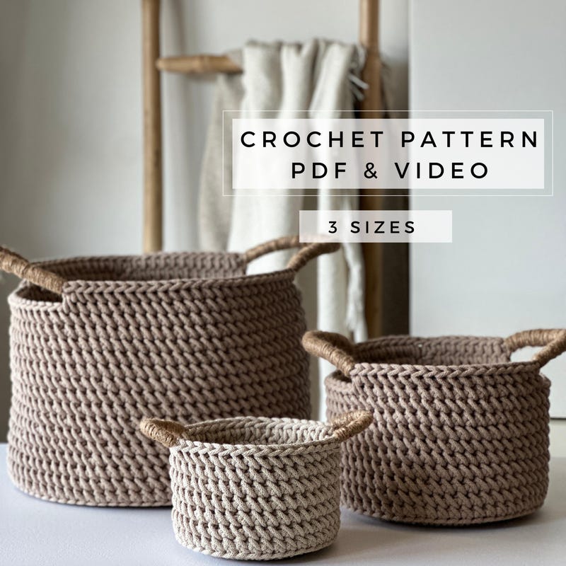 Crochet Knitting Baskets - Etsy
