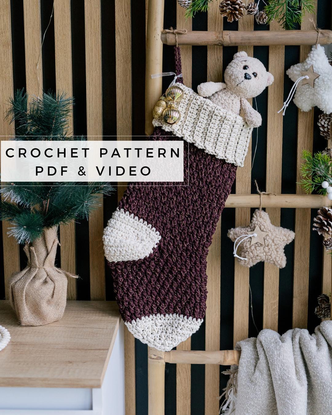 Crochet Christmas Stocking PATTERN - Cute DIY Holiday Decor PDF for ...