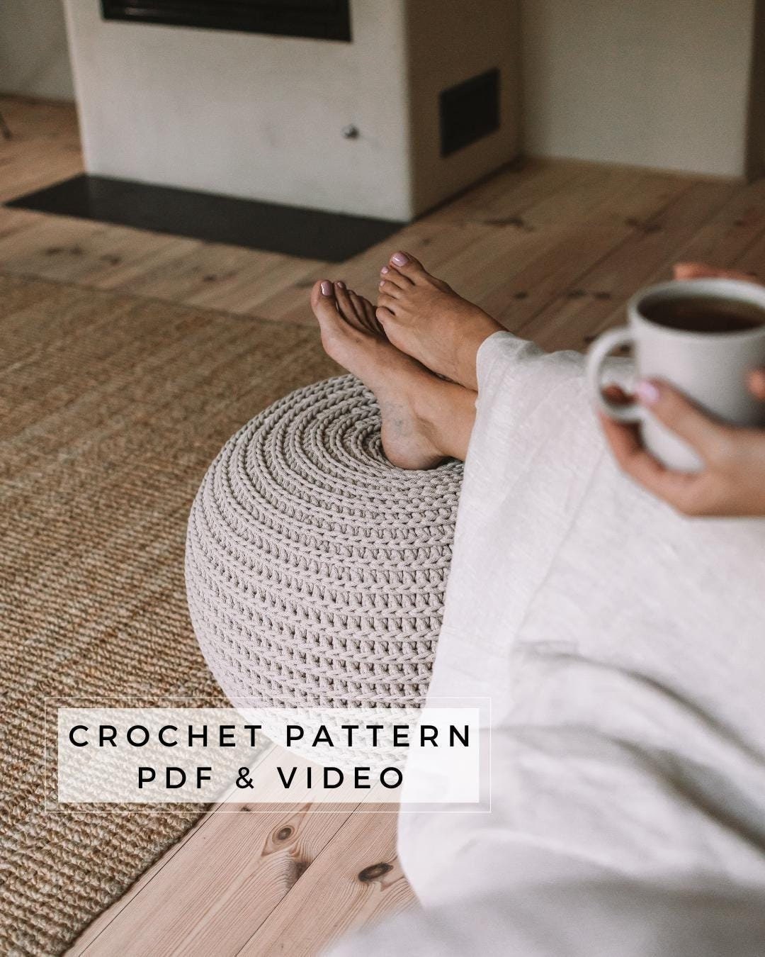 Crochet Pouf Ottoman PATTERN - Crochet Pattern Floor Pouf - DIY Ottoman ...