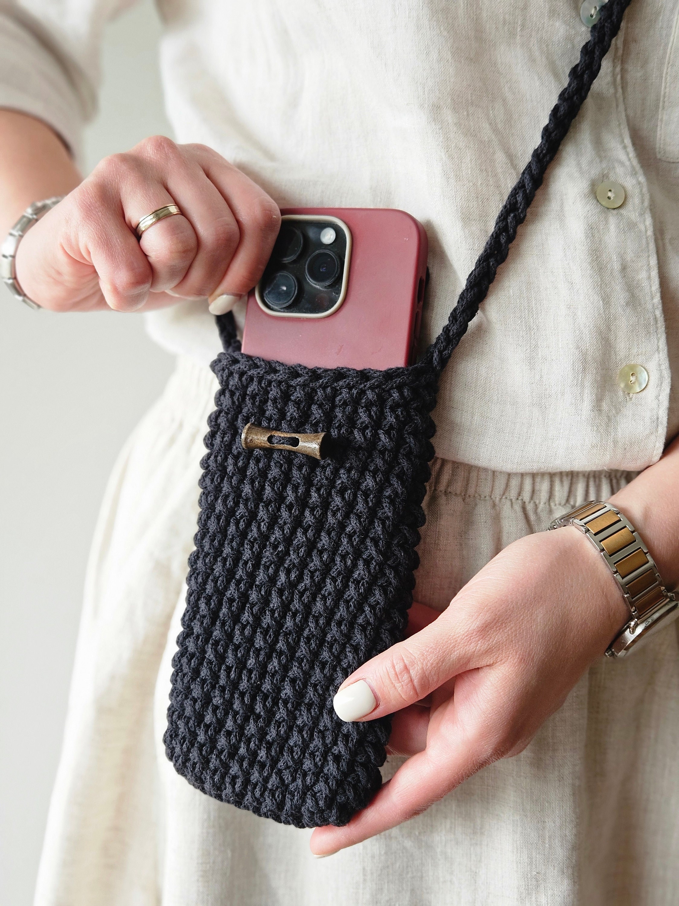 Crochet Phone Bag PATTERN - Crochet Phone Holder Pattern - Crochet Cell ...