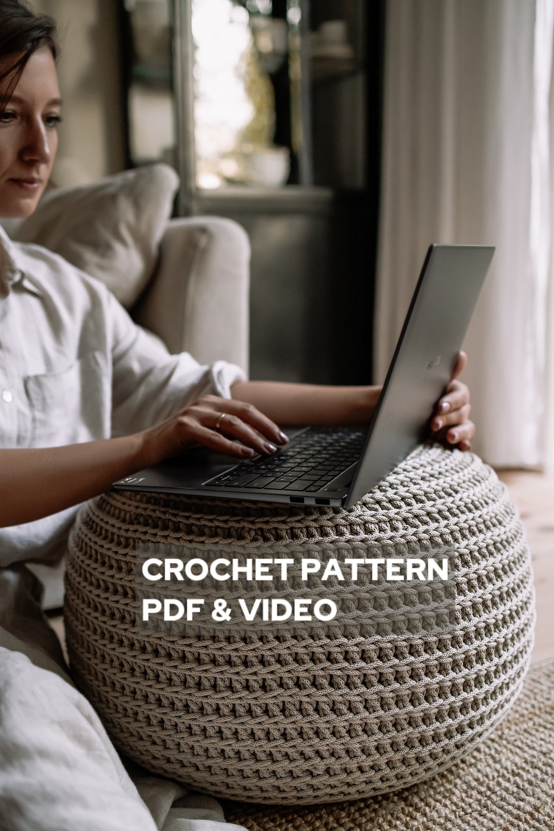 Crochet Ottoman Pouf Pattern: Round Footstool Cover (PDF) - Etsy