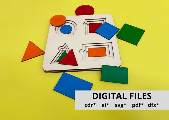 Geometric Puzzle Laser Cut Toddler Educational Toy - Etsy