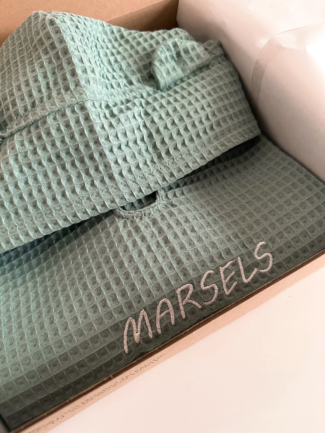 Personalized Kids Waffle Poncho: Green Cotton Hooded Towel With Ears - Etsy