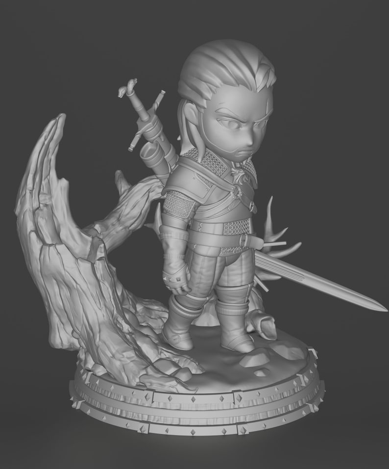Geralt Chibi the Witcher STL Model 3D Printable - Etsy