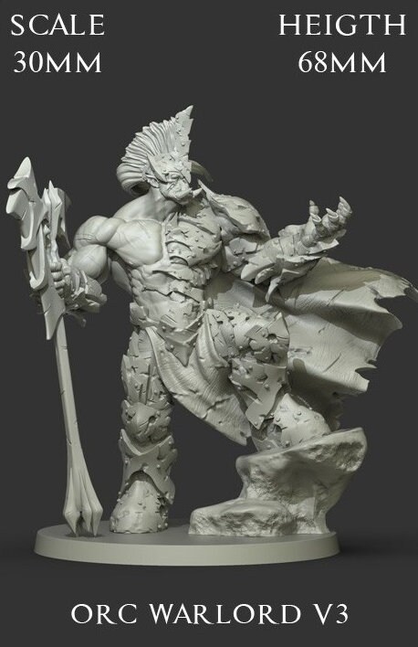 Orc Warlord V3 Miniatures STL Model 3D Printable - Etsy