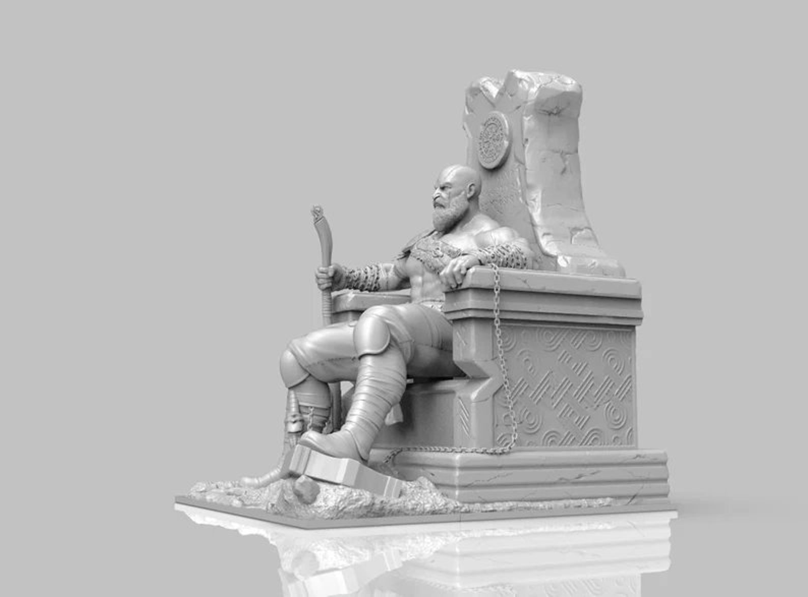 Buy Kratos - Sitting on Throne | God of War | STL Model | 3D Printable ...