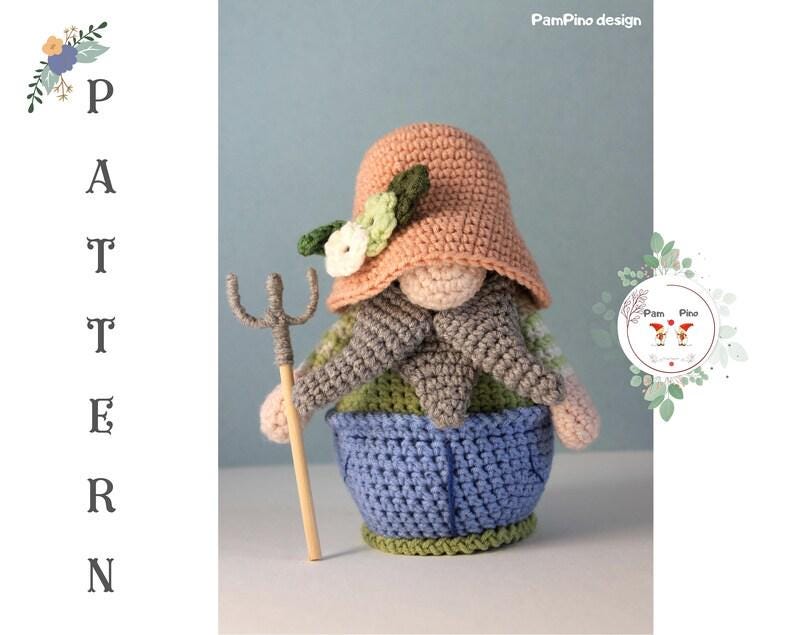 Crochet Garden Farmer Gnome, Amigurumi Crochet Farmer Pattern, Crochet ...