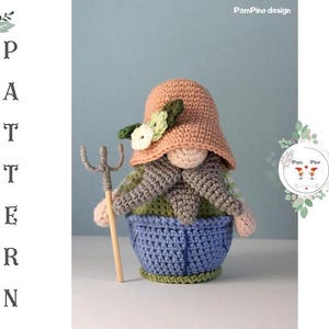Crochet Garden Farmer Gnome, Amigurumi Crochet Farmer Pattern, Crochet ...