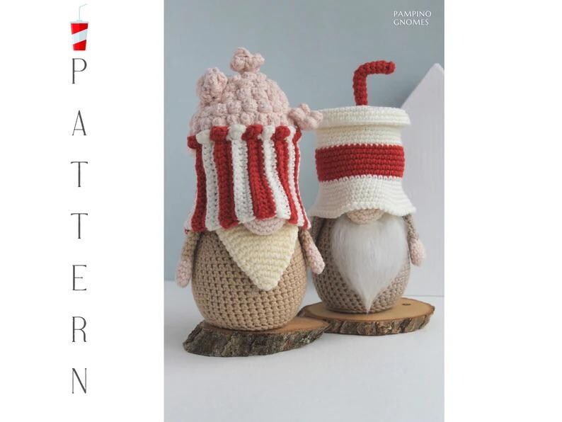 Crochet Pattern Popcorn Gnome, Amigurumi Crochet Popcorn, Movie Popcorn ...