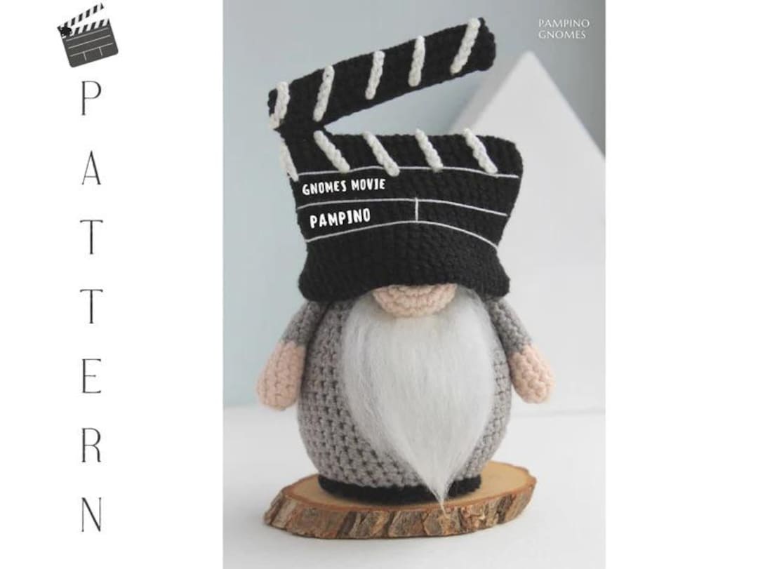 Crochet Patterns Film Gnome, Movie Clapper Crochet Gnome, Crochet Movie ...