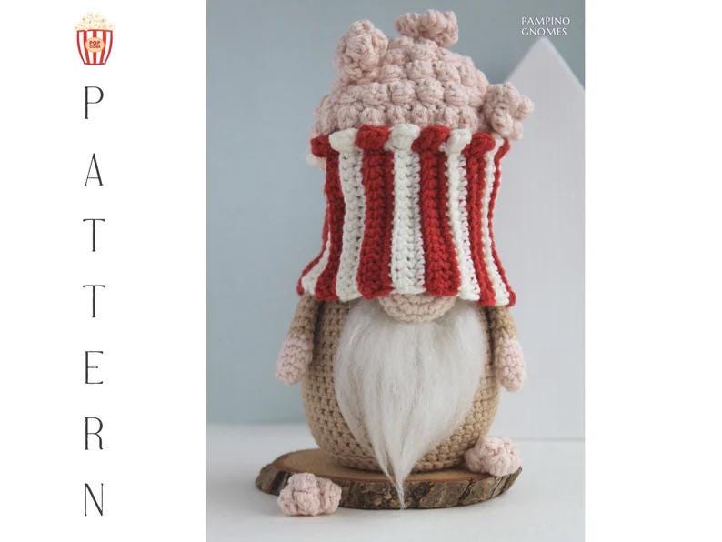 Crochet Pattern Popcorn Gnome, Amigurumi Crochet Popcorn, Movie Popcorn ...