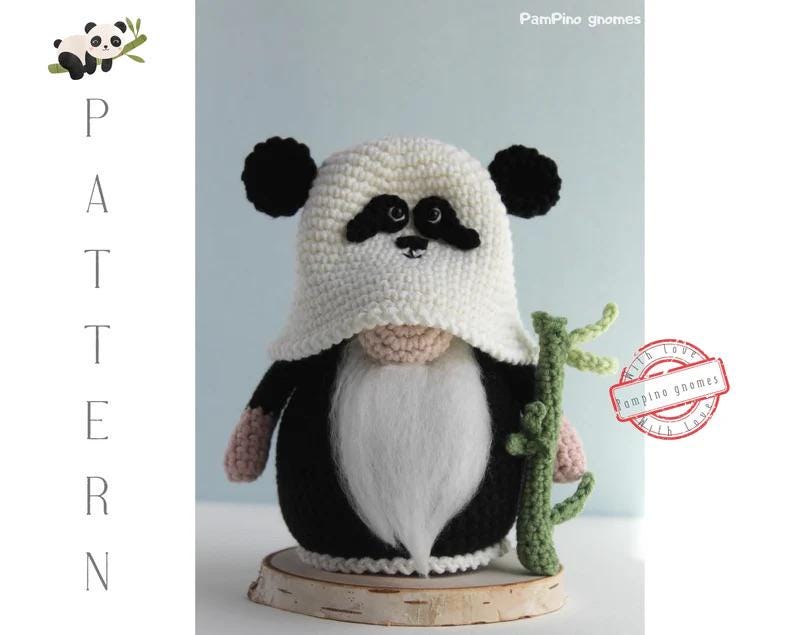 Crochet Patterns Panda Gnome, Amigurumi Crochet Panda Pattern, Animal ...