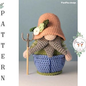 Crochet Garden Farmer Gnome, Amigurumi Crochet Farmer Pattern, Crochet ...