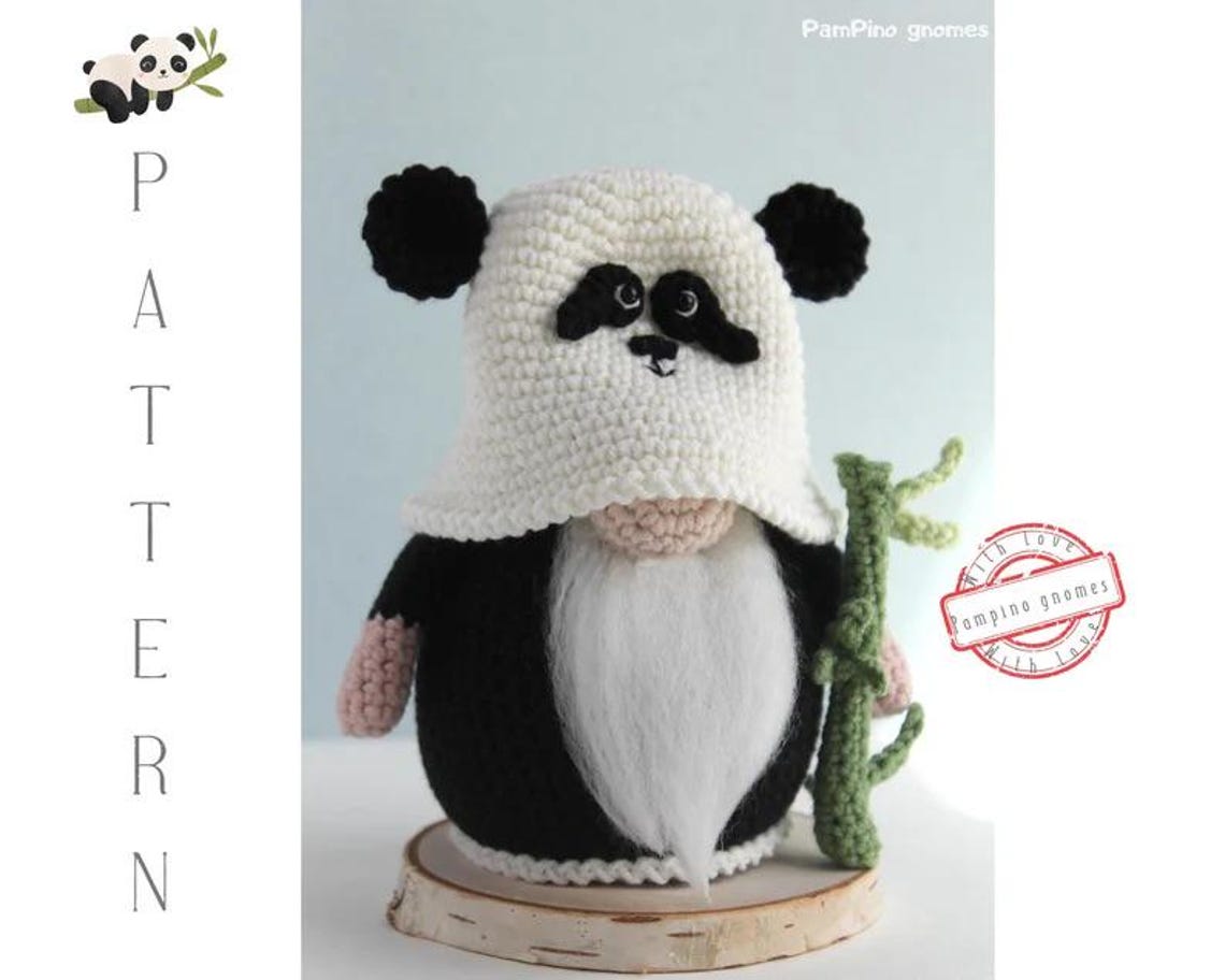 Crochet Patterns Panda Gnome, Amigurumi Crochet Panda Pattern, Animal ...