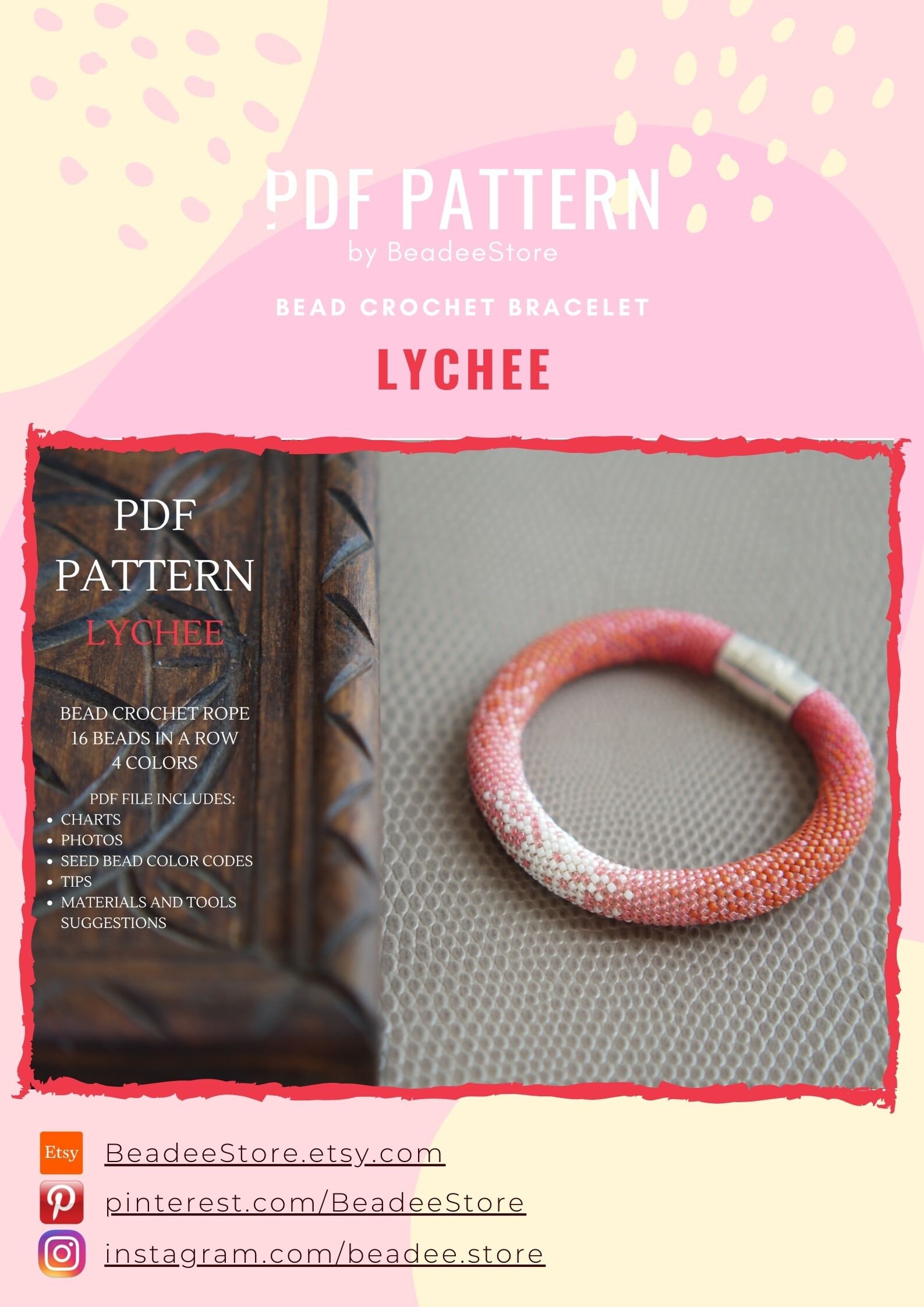 Ombre Bead Crochet Bracelet Pattern. PDF Pattern for Gradient Size 15 ...