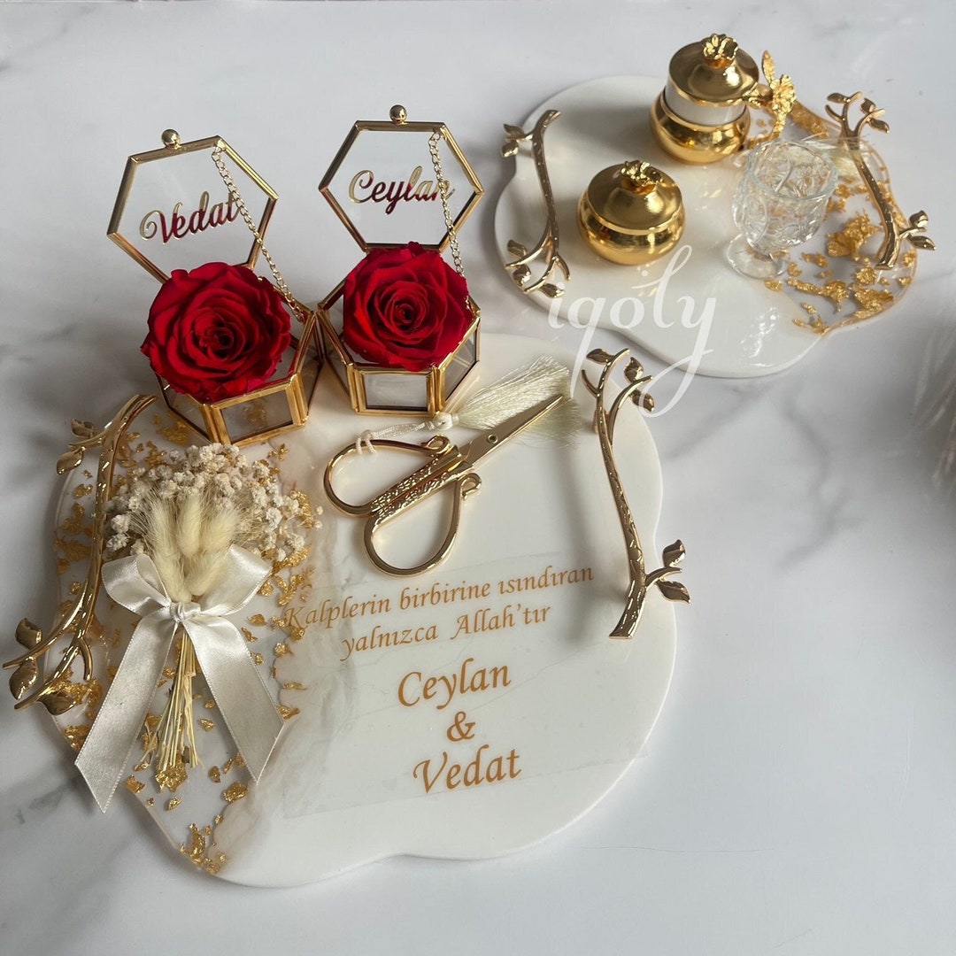 Personalized Engagement Tray Set, Groom's Coffee, Customized Ring ...