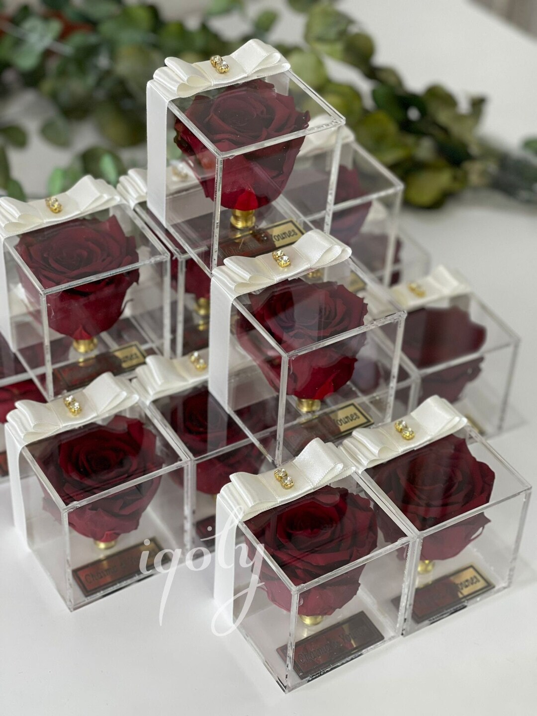 Preserved Rose in Acrylic Box, Unfading Rose, Eternal Roses, Wedding ...