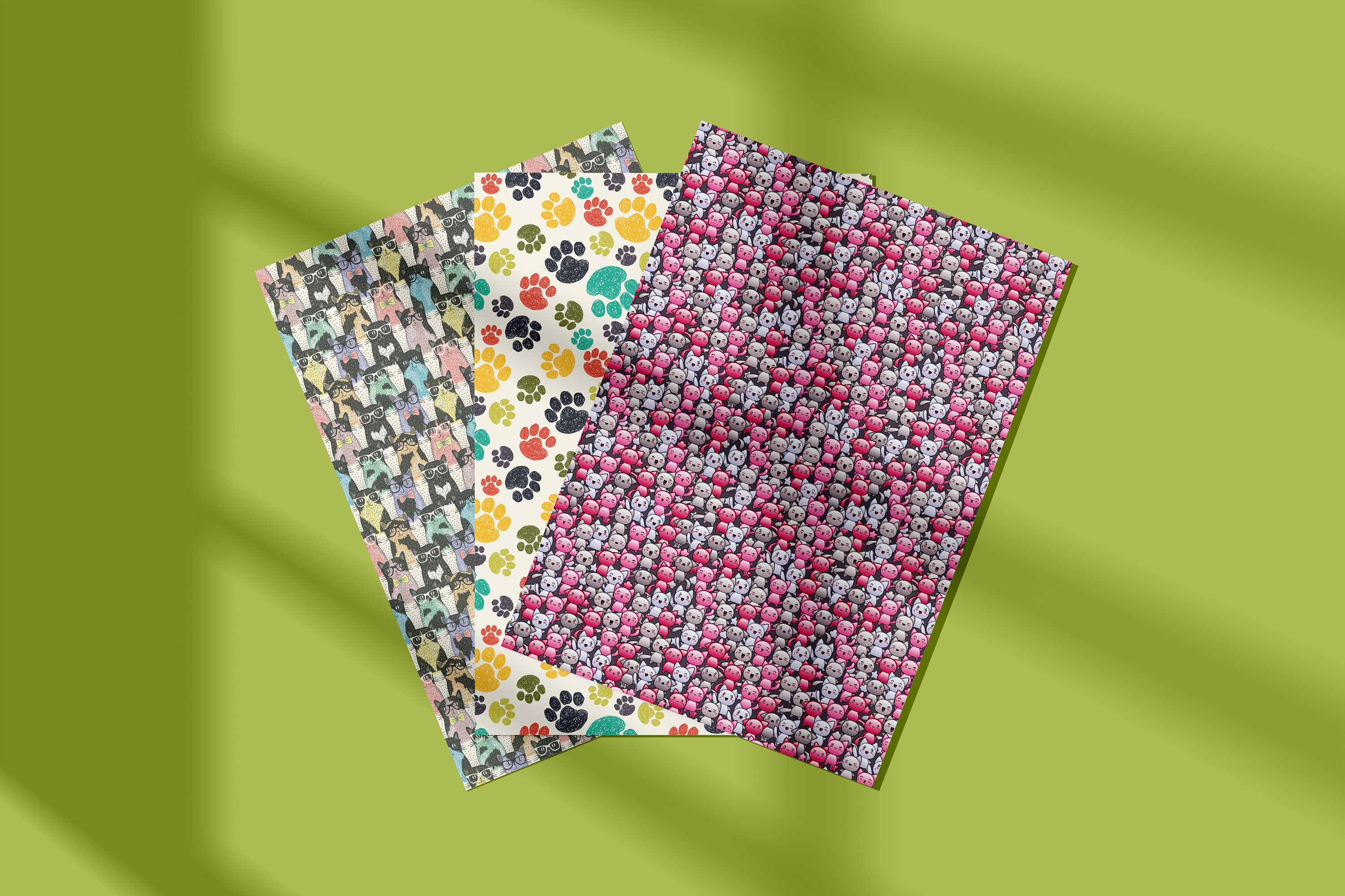 Cat Paw Prints Seamless Digital Paper, Pet Paws Patterns, 12x12 ...