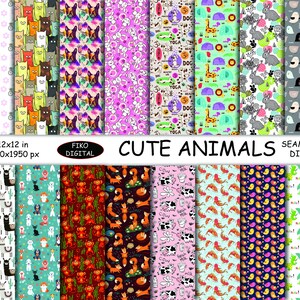 Cute Animals Digital Paper, Seamless Pattern, Nursery Wallpaper, Baby ...