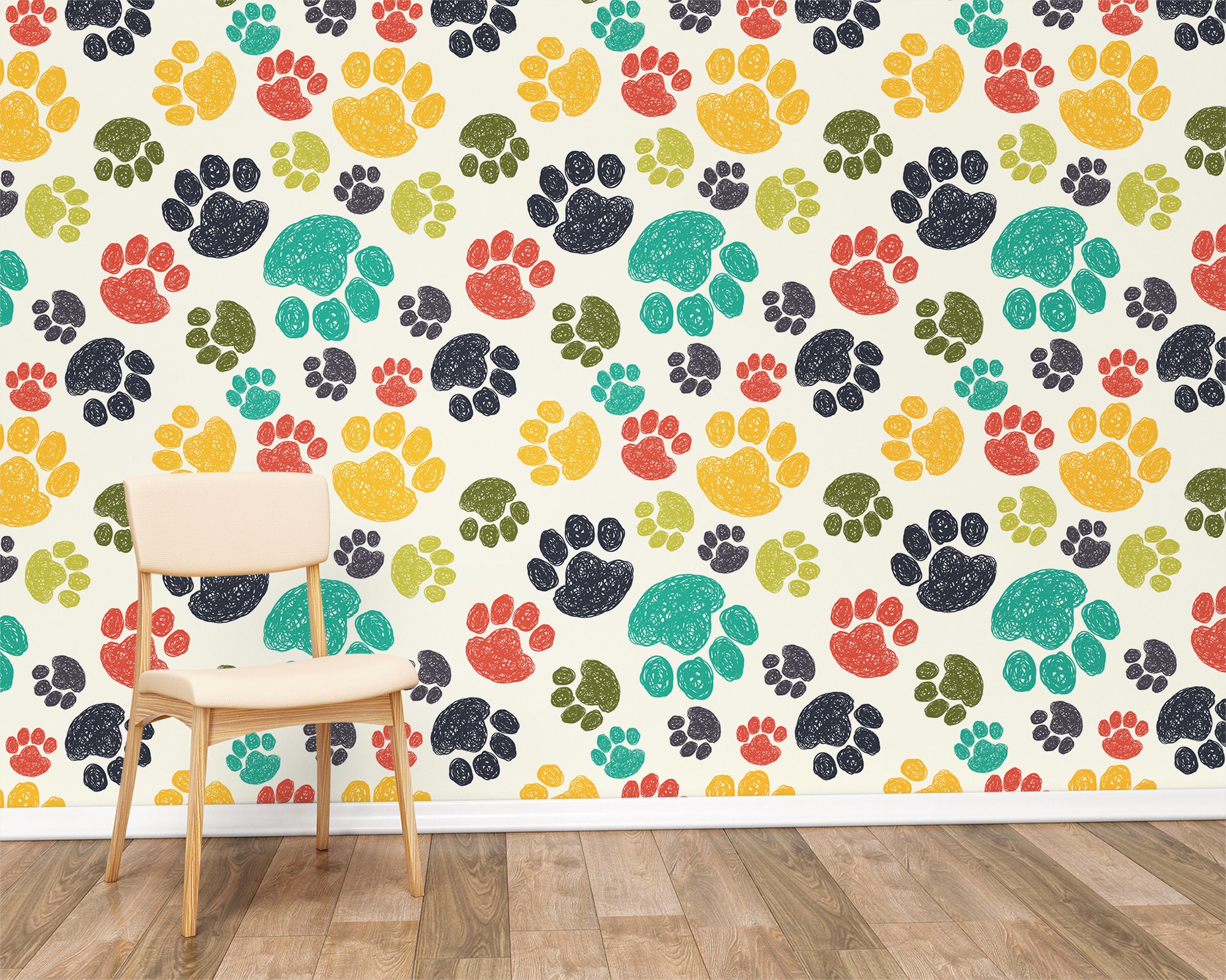 Cat Paw Prints Seamless Digital Paper, Pet Paws Patterns, 12x12 ...