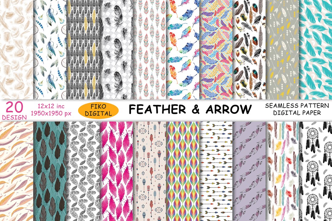 Feathers Digital Paper Seamless Feather Digital Paper - Etsy