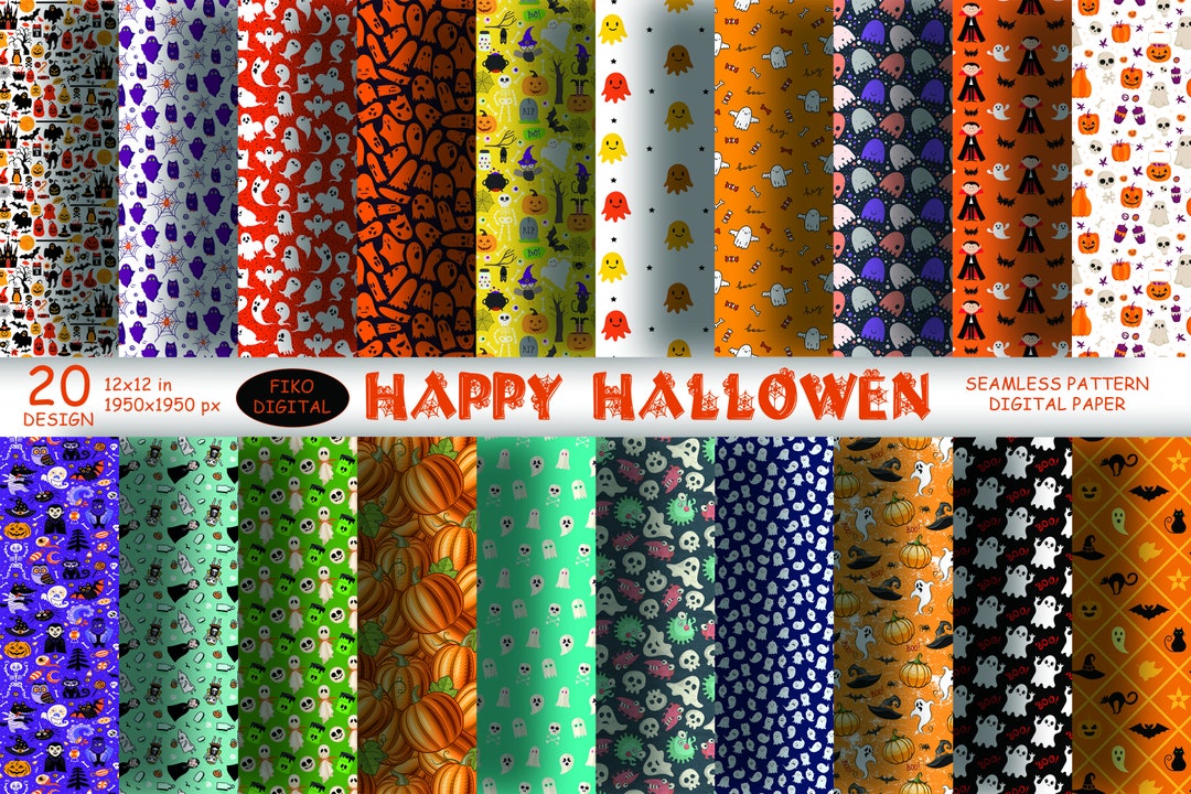 Halloween Digital Paper, Trick or Treat Scrapbook Papers, Boo Wallpaper ...