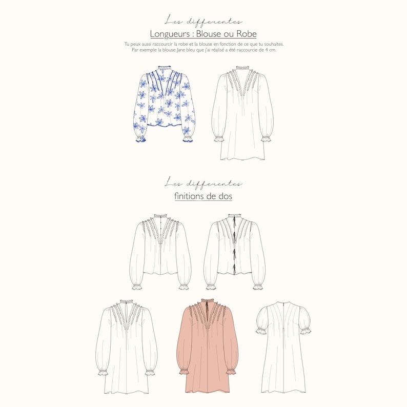 Jane Dress and Blouse Sewing Pattern - Elegant With Variations - A4 PDF ...