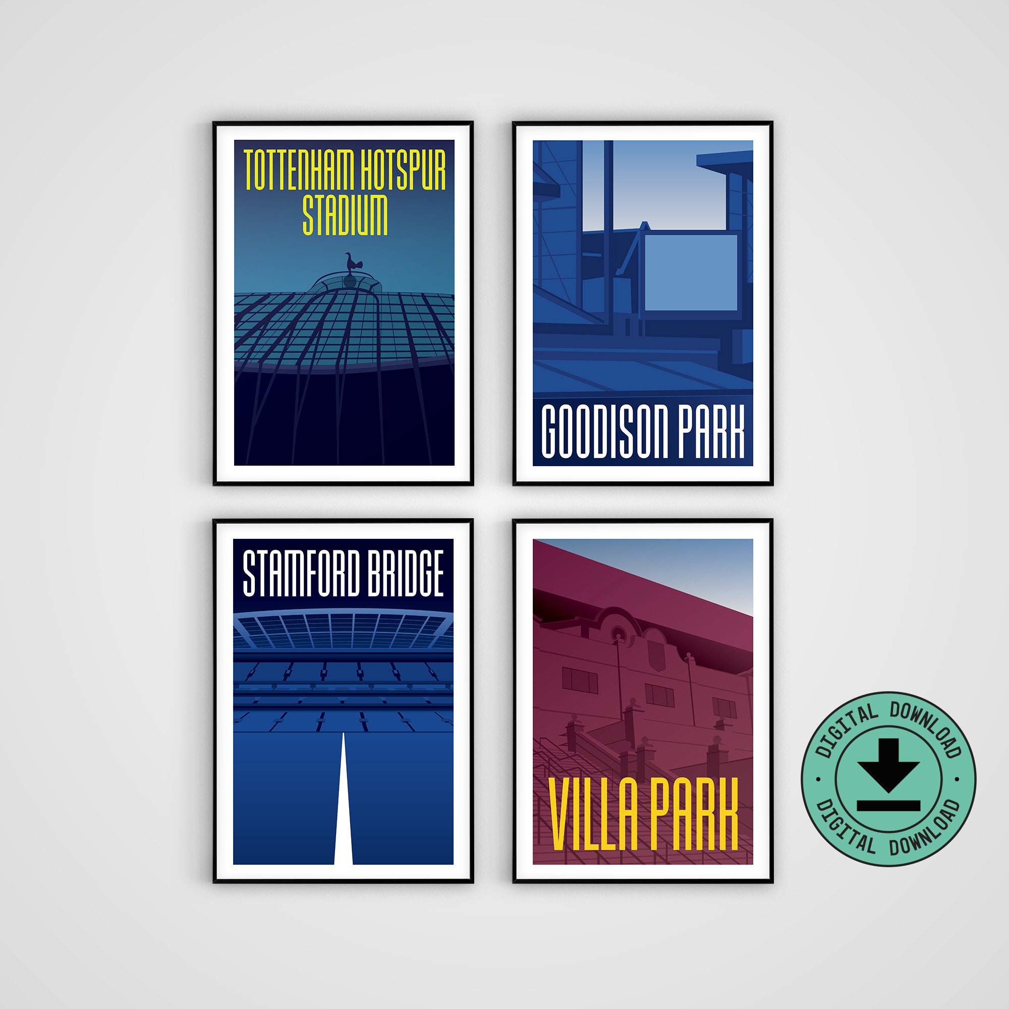 DIGITAL DOWNLOAD Football Stadium Illustration Prints, Football ...