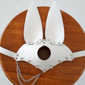 Real Leather Bunny Ears With Spikes and Chains, Genuine Leather Bunny ...