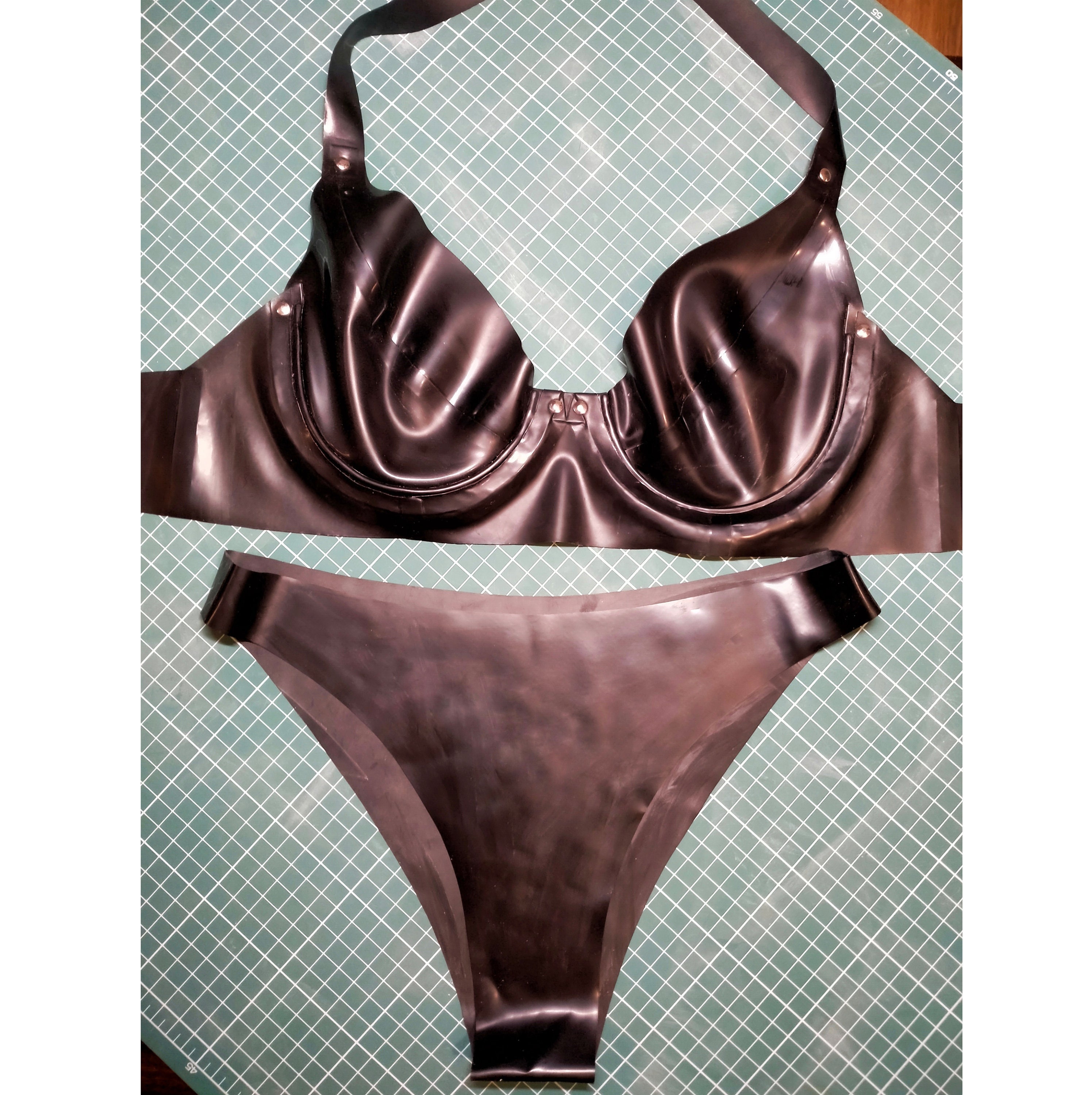 Latex Bra and Panties Set, Ready to Ship, Size 85D 38D/ L, Latex ...