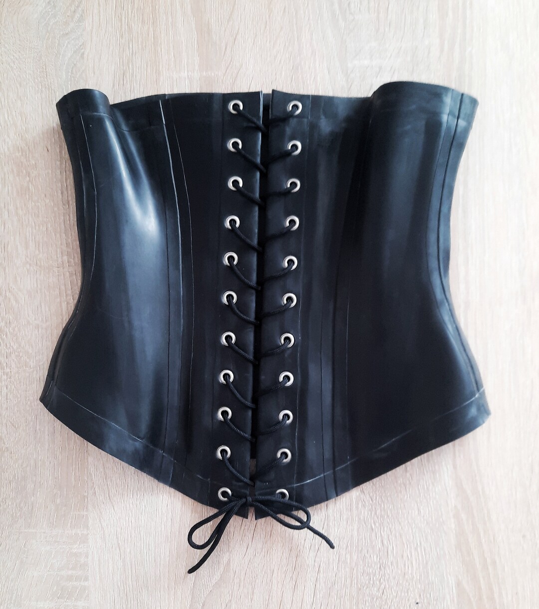 Black Latex Underbust Corset: Vegan Rubber Corsage - Etsy