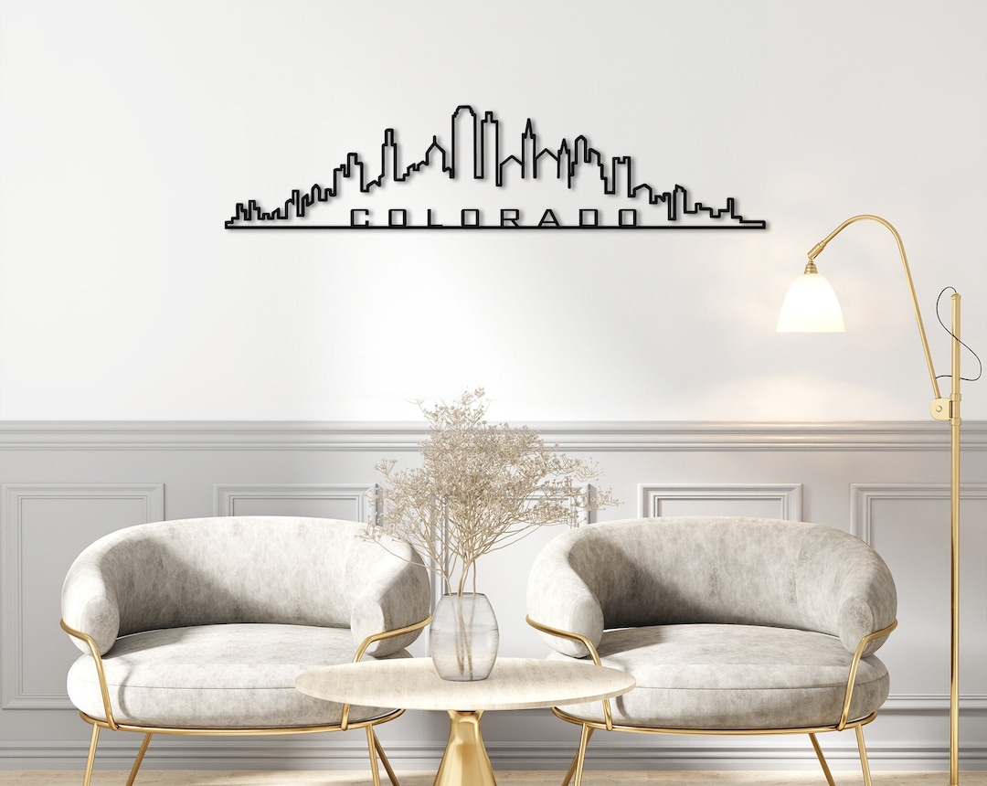 Colorado Wall Decor Line Art Metal Poster Scenery City View - Office ...